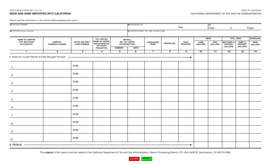 Form CDTFA-269-A - Fill Out, Sign Online and Download Fillable PDF ...