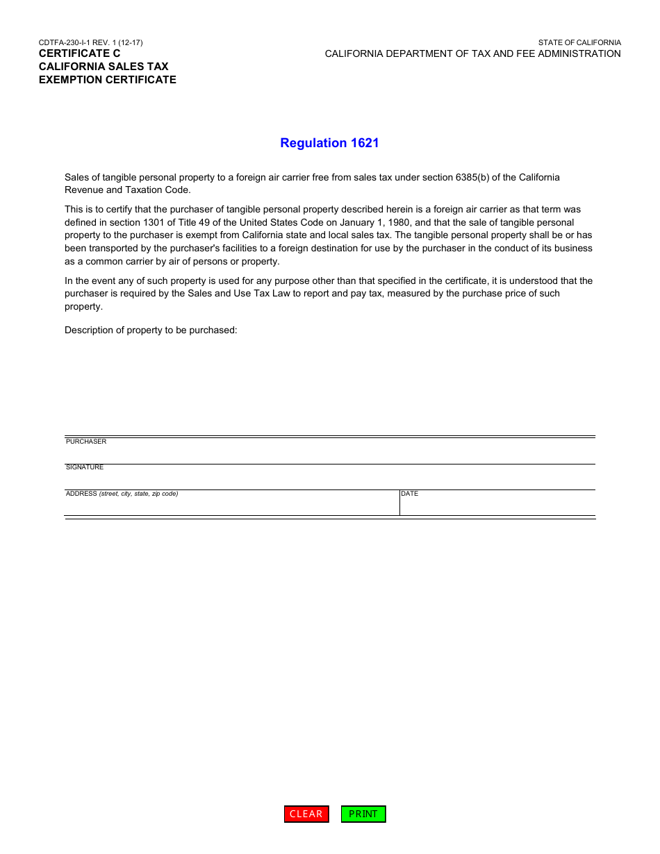 Form CDTFA-230-I-1 - Fill Out, Sign Online and Download Fillable PDF ...