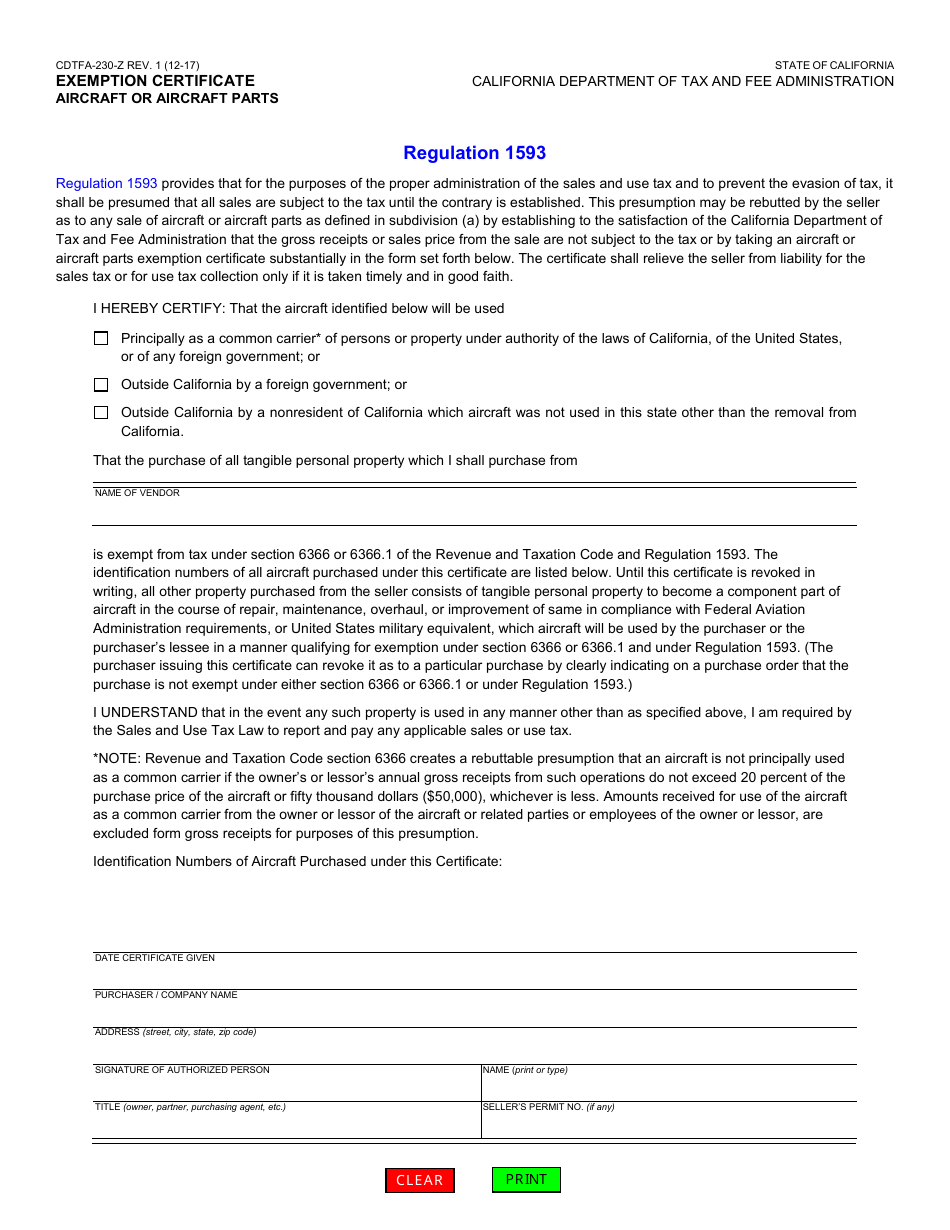 Form CDTFA-230-Z - Fill Out, Sign Online and Download Fillable PDF ...