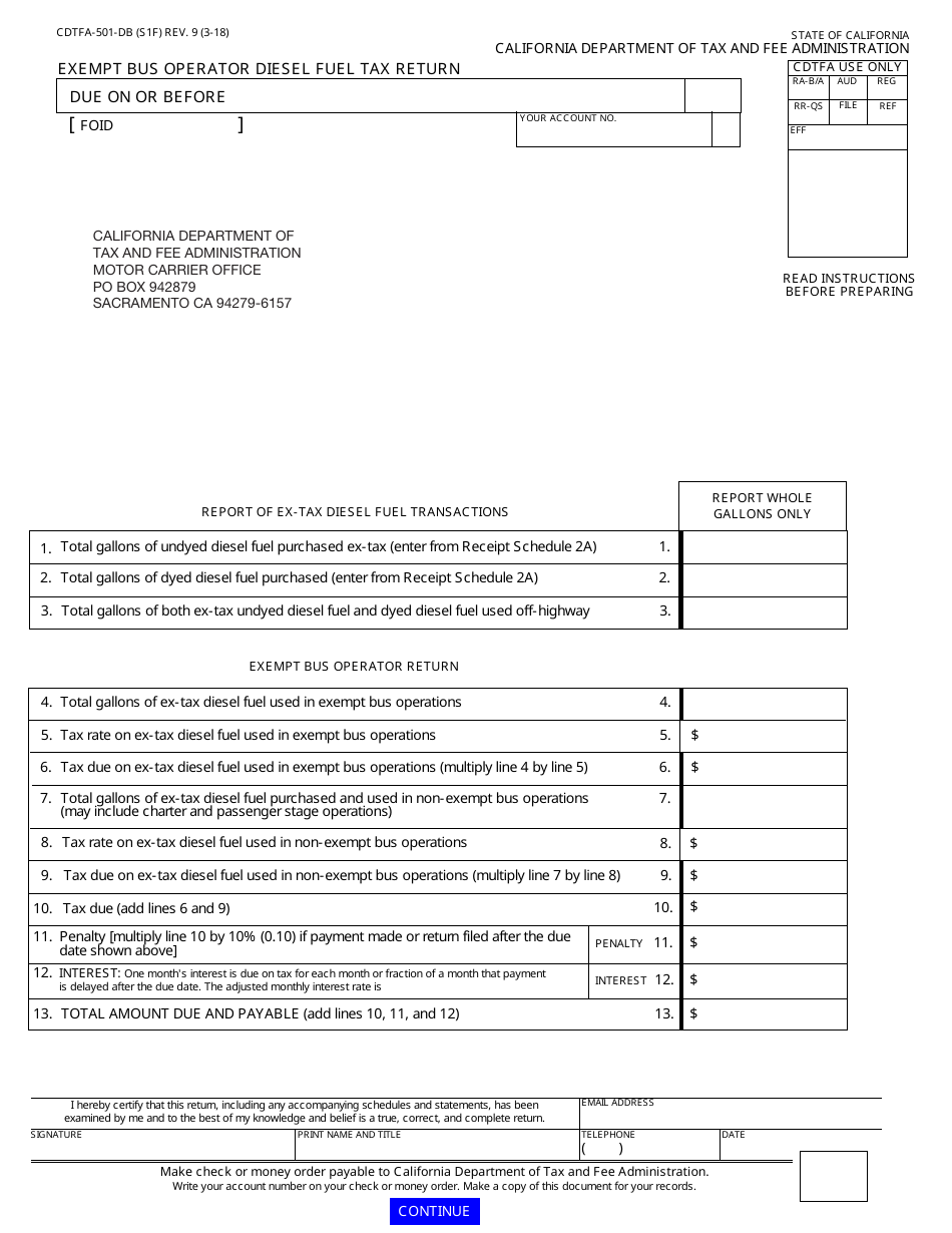 Form CDTFA-501-DB - Fill Out, Sign Online and Download Fillable PDF ...