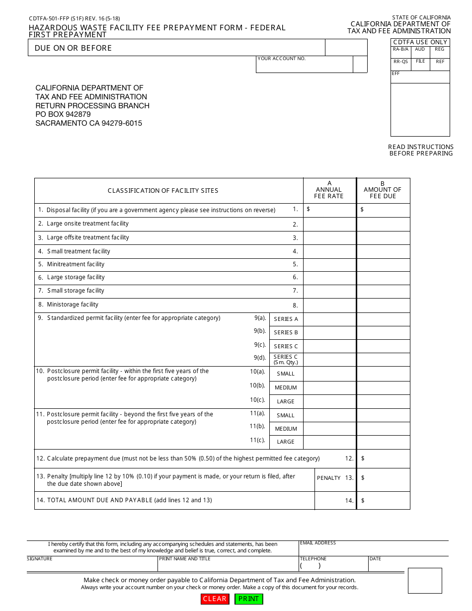 Form CDTFA-501-FFP - Fill Out, Sign Online and Download Fillable PDF ...