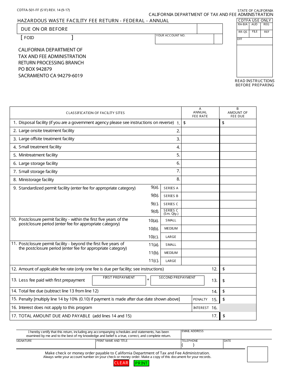 Form CDTFA-501-FF - Fill Out, Sign Online and Download Fillable PDF ...