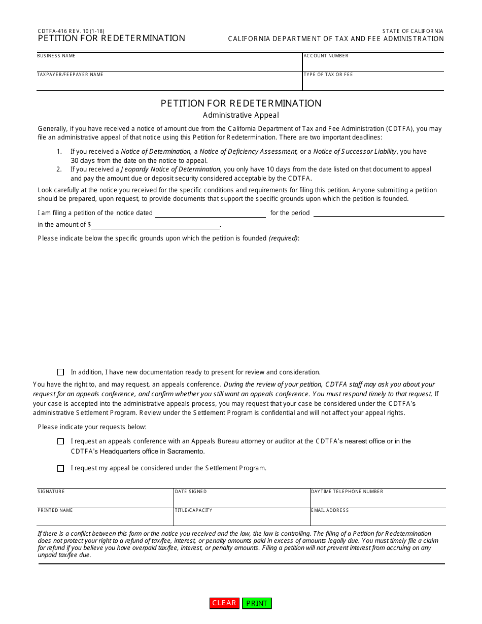 Form CDTFA-416 - Fill Out, Sign Online and Download Fillable PDF ...
