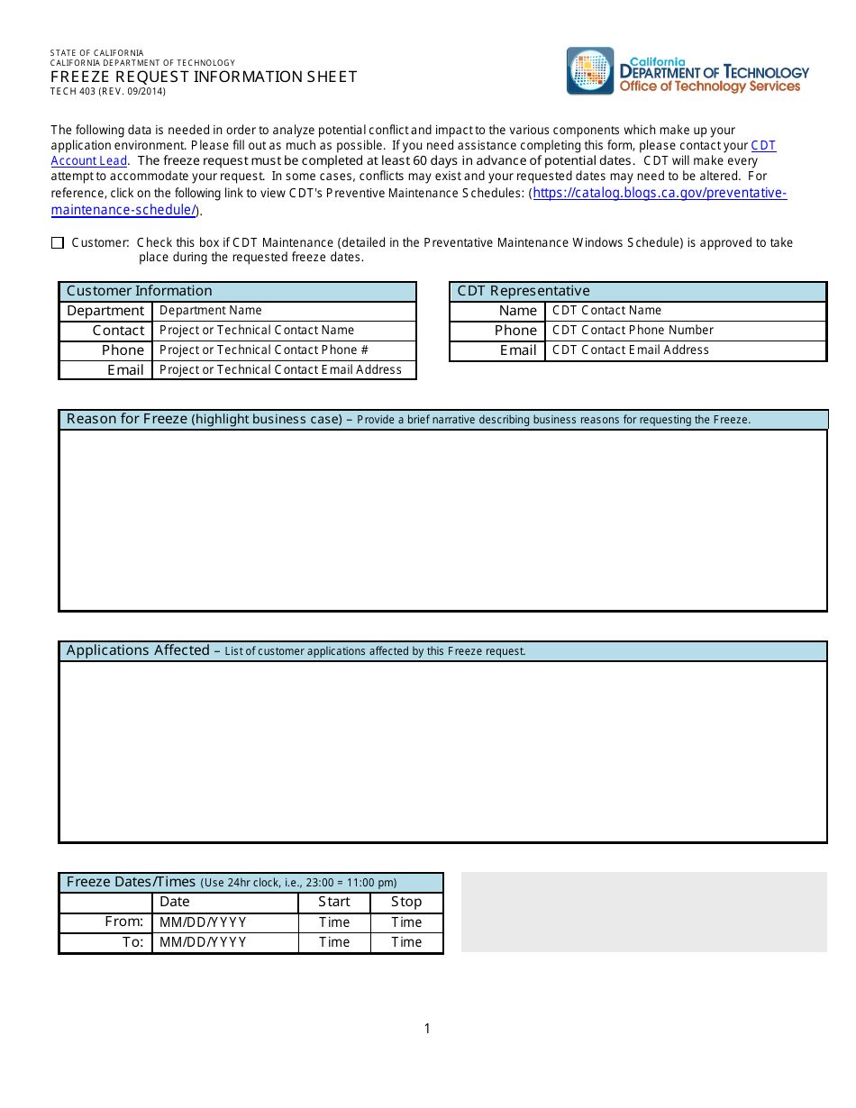 Form TECH403 - Fill Out, Sign Online and Download Printable PDF ...