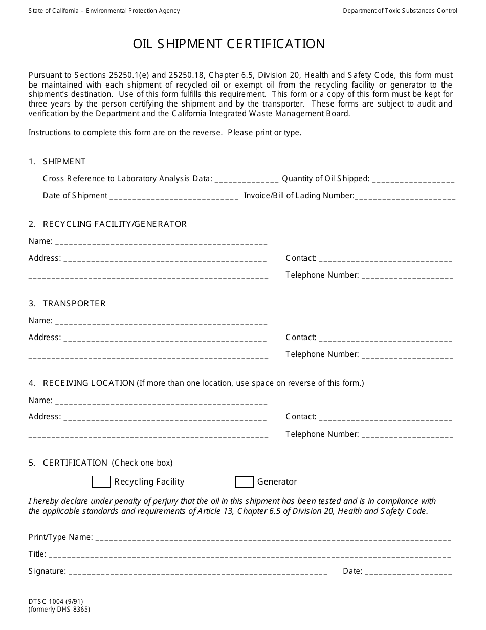 DTSC Form 1004 - Fill Out, Sign Online and Download Fillable PDF ...