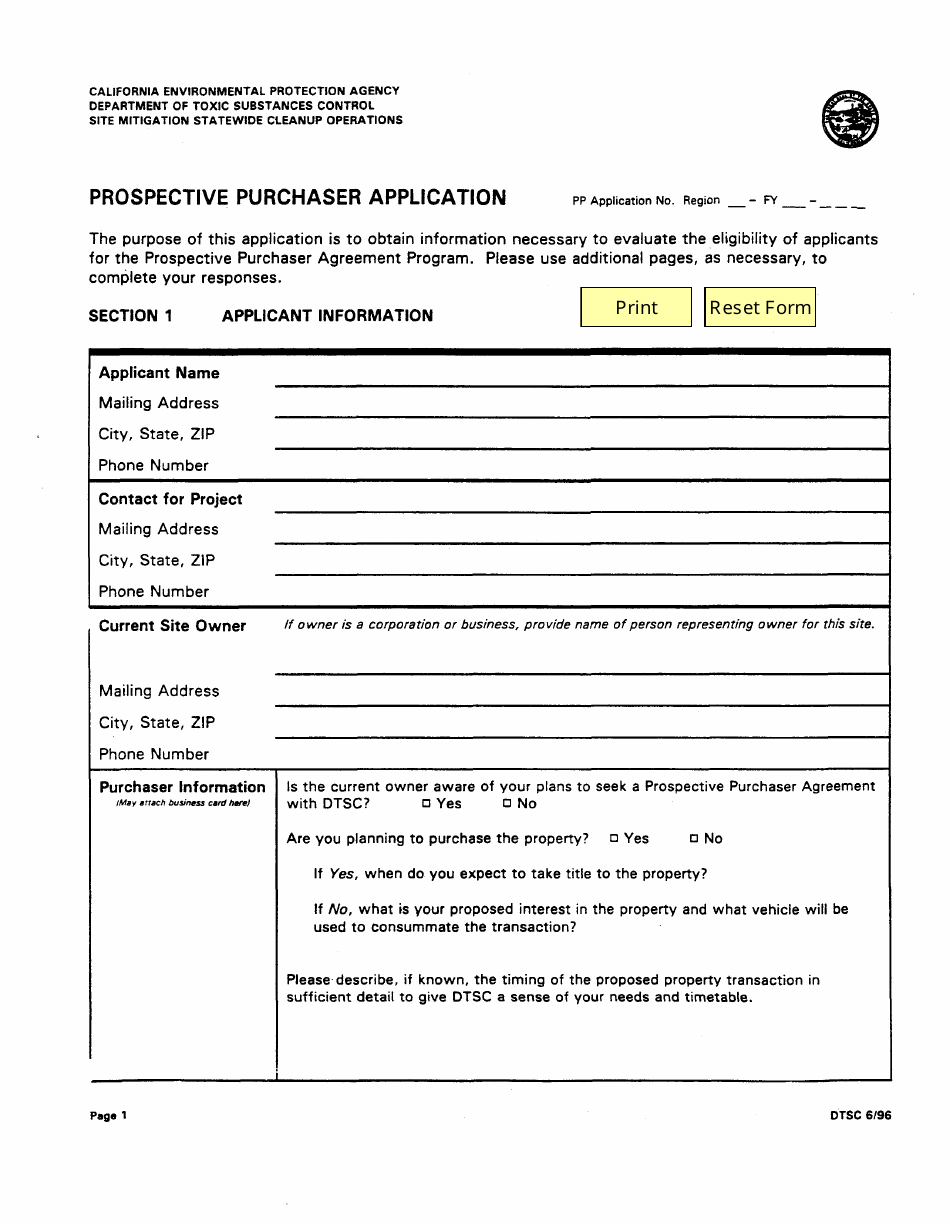 California Prospective Purchaser Application Form - Fill Out, Sign ...