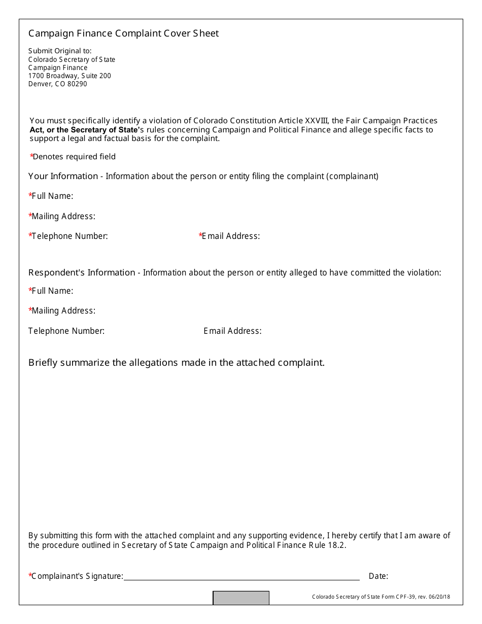 Form CPF-39 - Fill Out, Sign Online and Download Printable PDF ...
