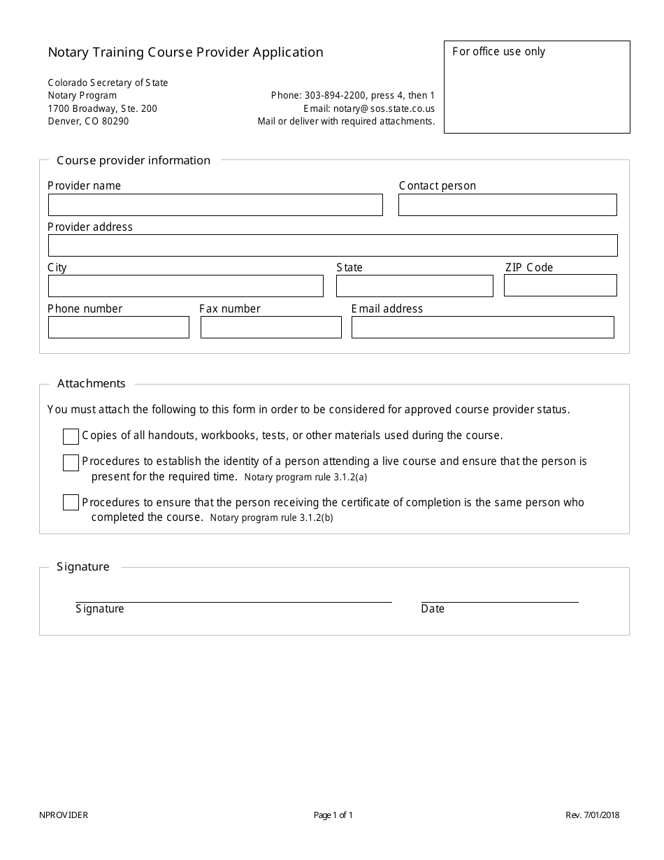 Colorado Notary Training Course Provider Application Form - Fill Out ...