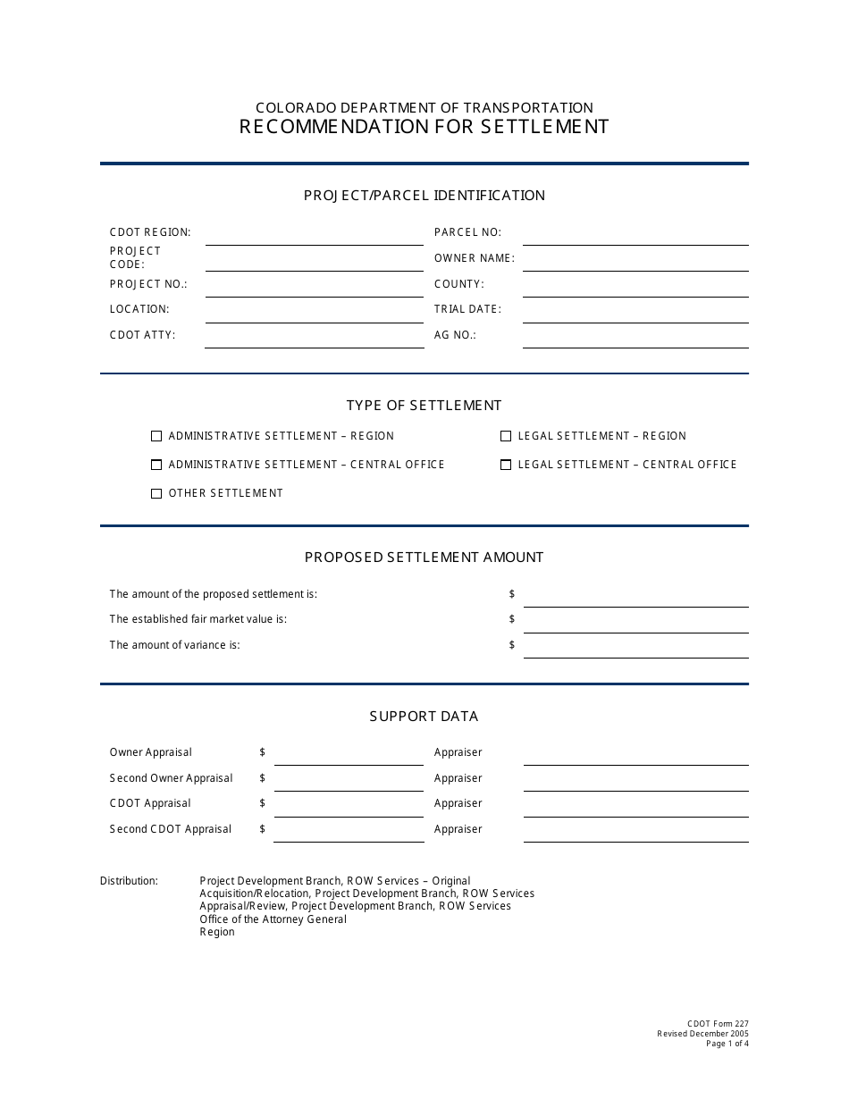 CDOT Form 227 - Fill Out, Sign Online and Download Fillable PDF ...