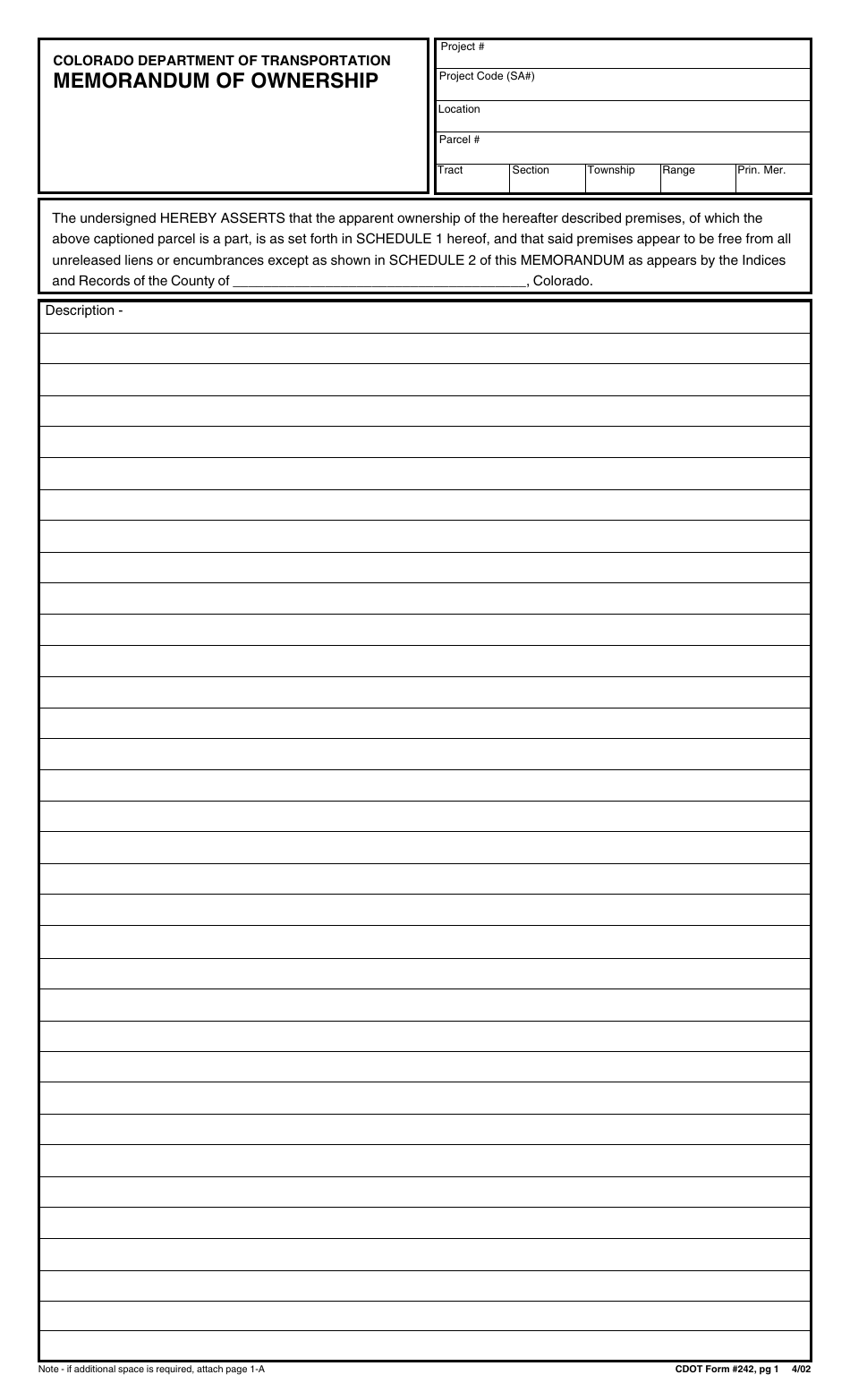 CDOT Form 242 - Fill Out, Sign Online and Download Printable PDF ...