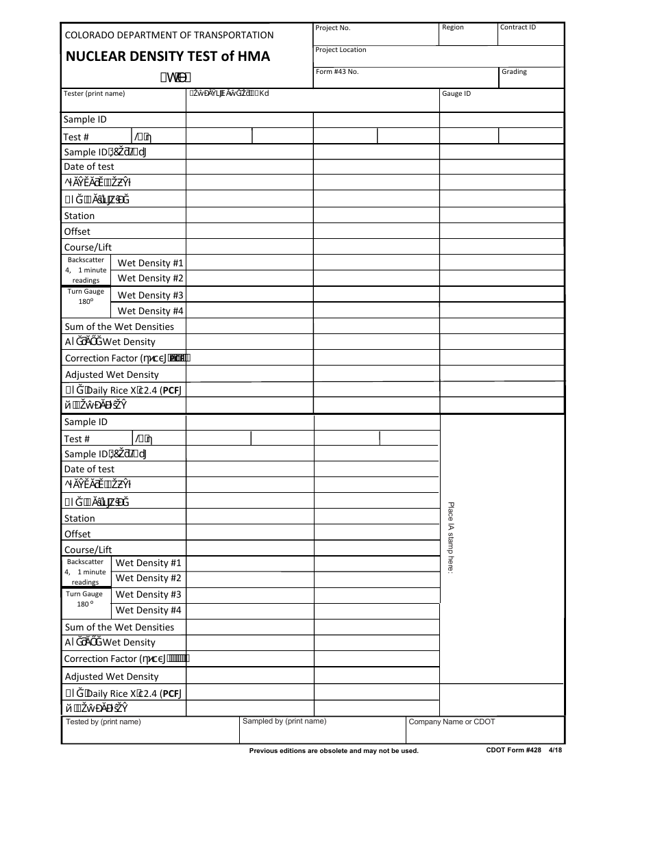 CDOT Form 428 - Fill Out, Sign Online and Download Fillable PDF ...