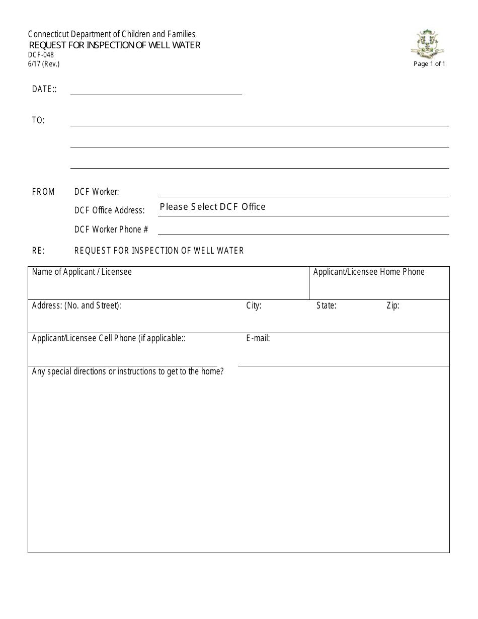 Form DCF-048 - Fill Out, Sign Online and Download Fillable PDF ...