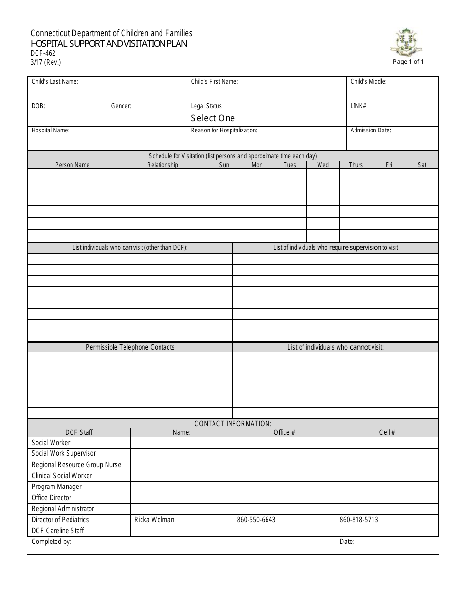 Form DCF-462 - Fill Out, Sign Online and Download Fillable PDF ...
