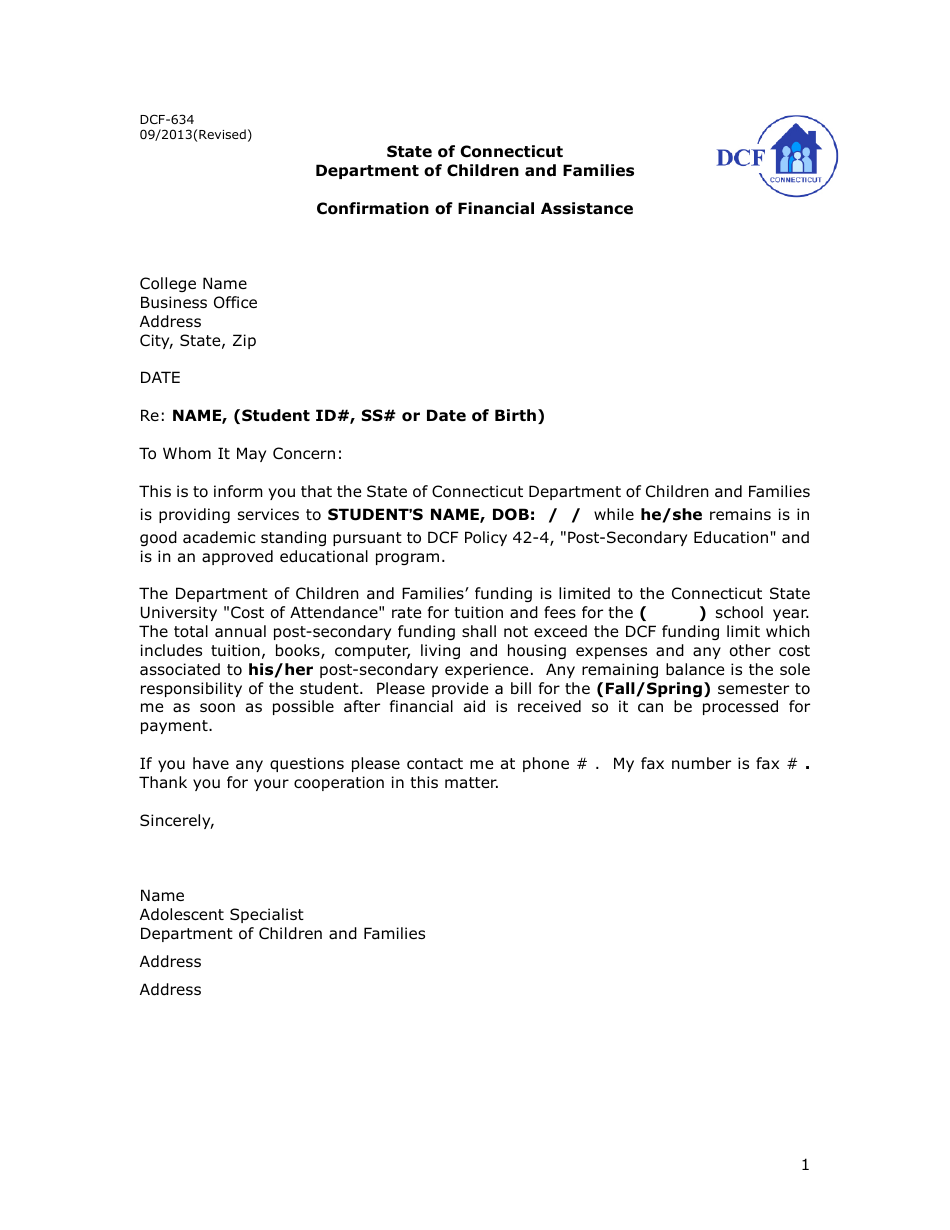 Form DCF-634 - Fill Out, Sign Online and Download Printable PDF ...
