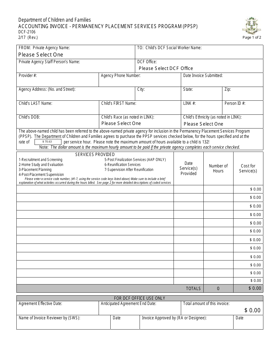 Form DCF-2106 - Fill Out, Sign Online and Download Fillable PDF ...