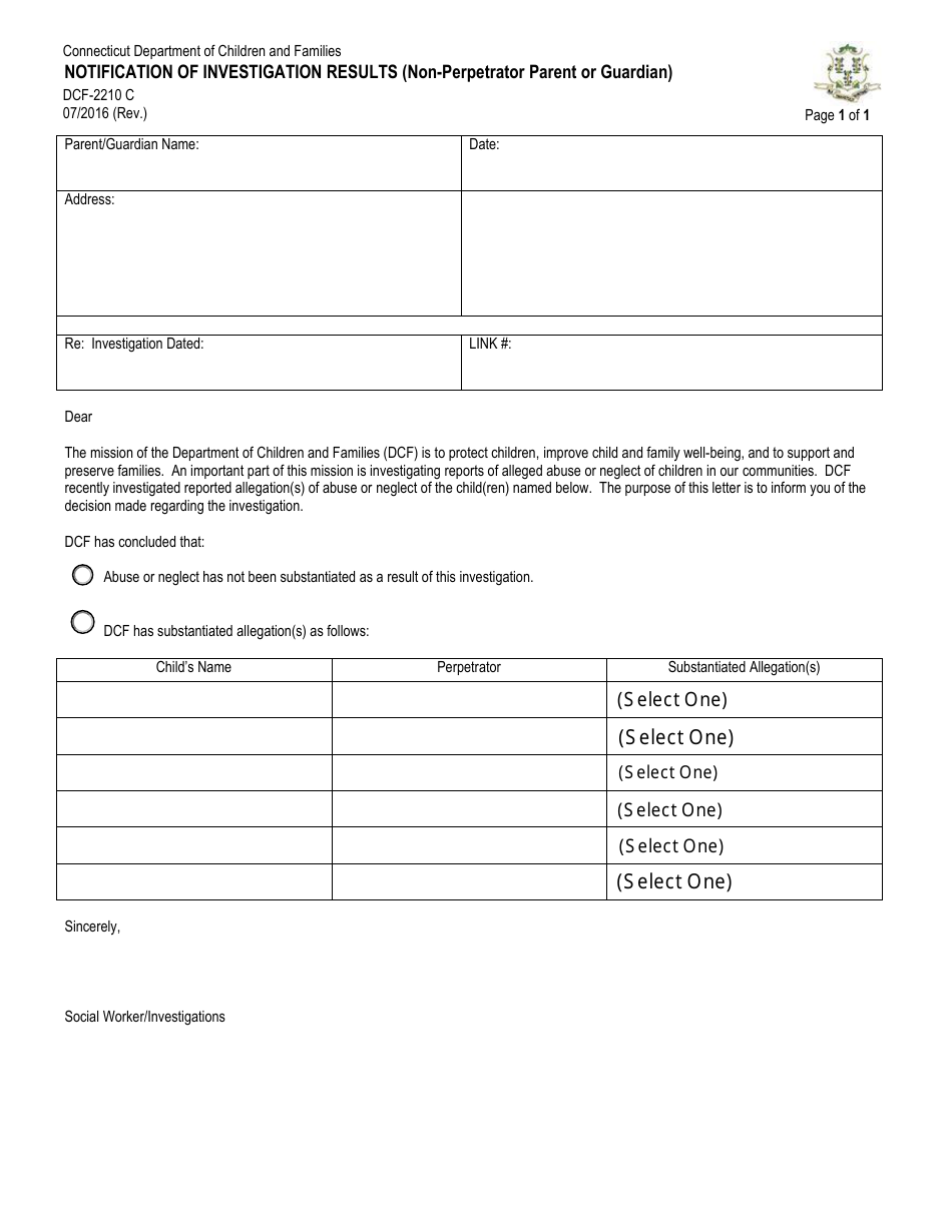Form DCF-2210 C - Fill Out, Sign Online and Download Fillable PDF ...