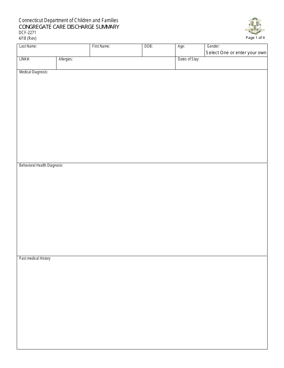 Form DCF-2271 - Fill Out, Sign Online and Download Fillable PDF ...