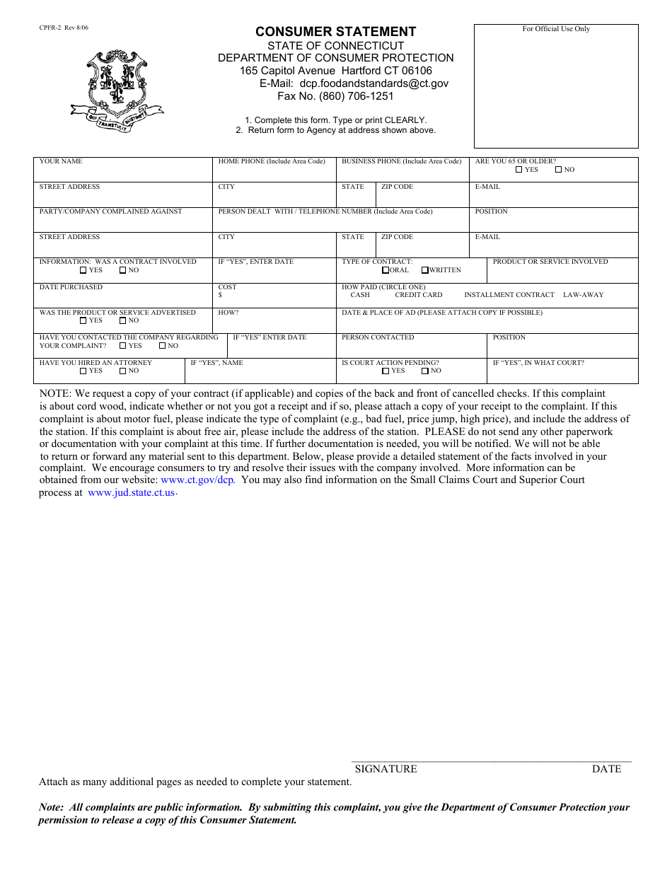 Form CPFR-2 - Fill Out, Sign Online and Download Printable PDF ...