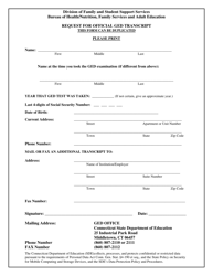 Connecticut Request for Official Ged Transcript Download Printable PDF ...