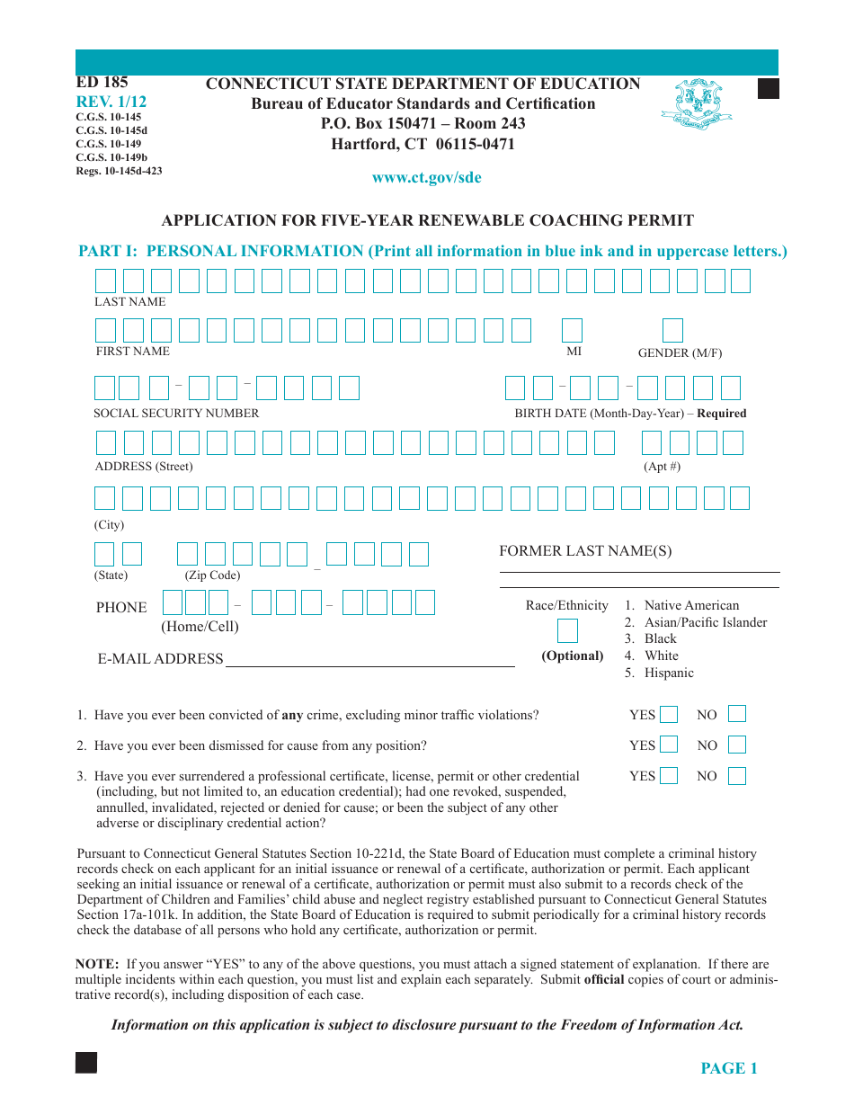 Form ED185 - Fill Out, Sign Online and Download Printable PDF ...