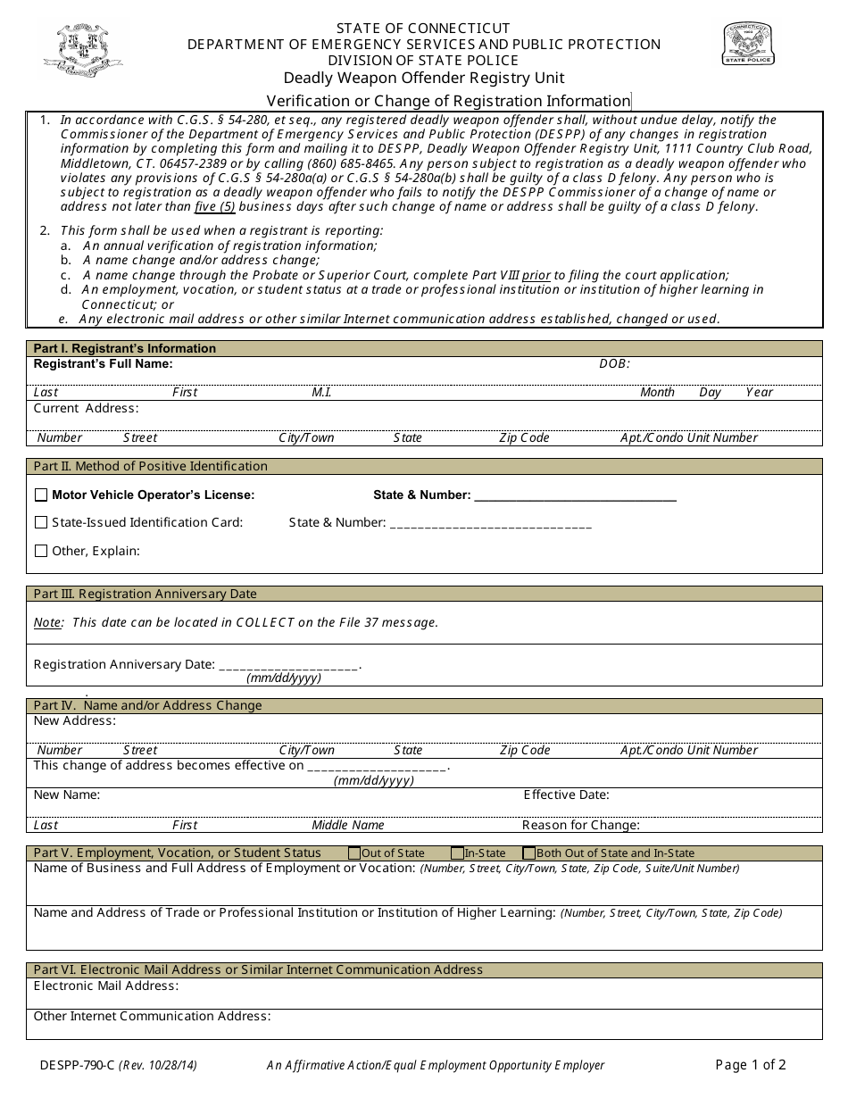 Form DESPP-790-C - Fill Out, Sign Online and Download Printable PDF ...