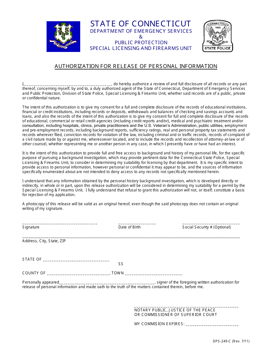 Form DPS-249-C - Fill Out, Sign Online and Download Printable PDF ...