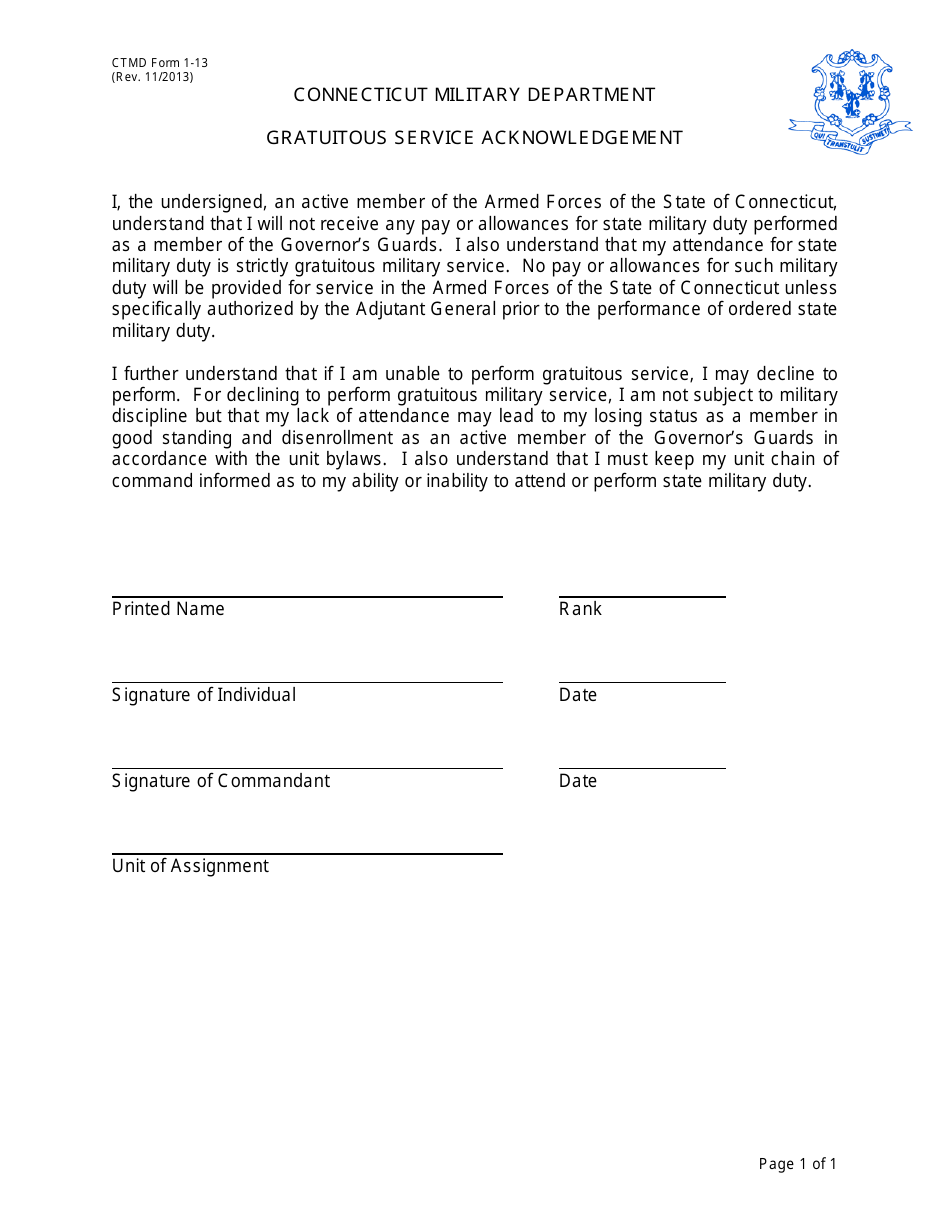 CTMD Form 1-13 - Fill Out, Sign Online and Download Printable PDF ...