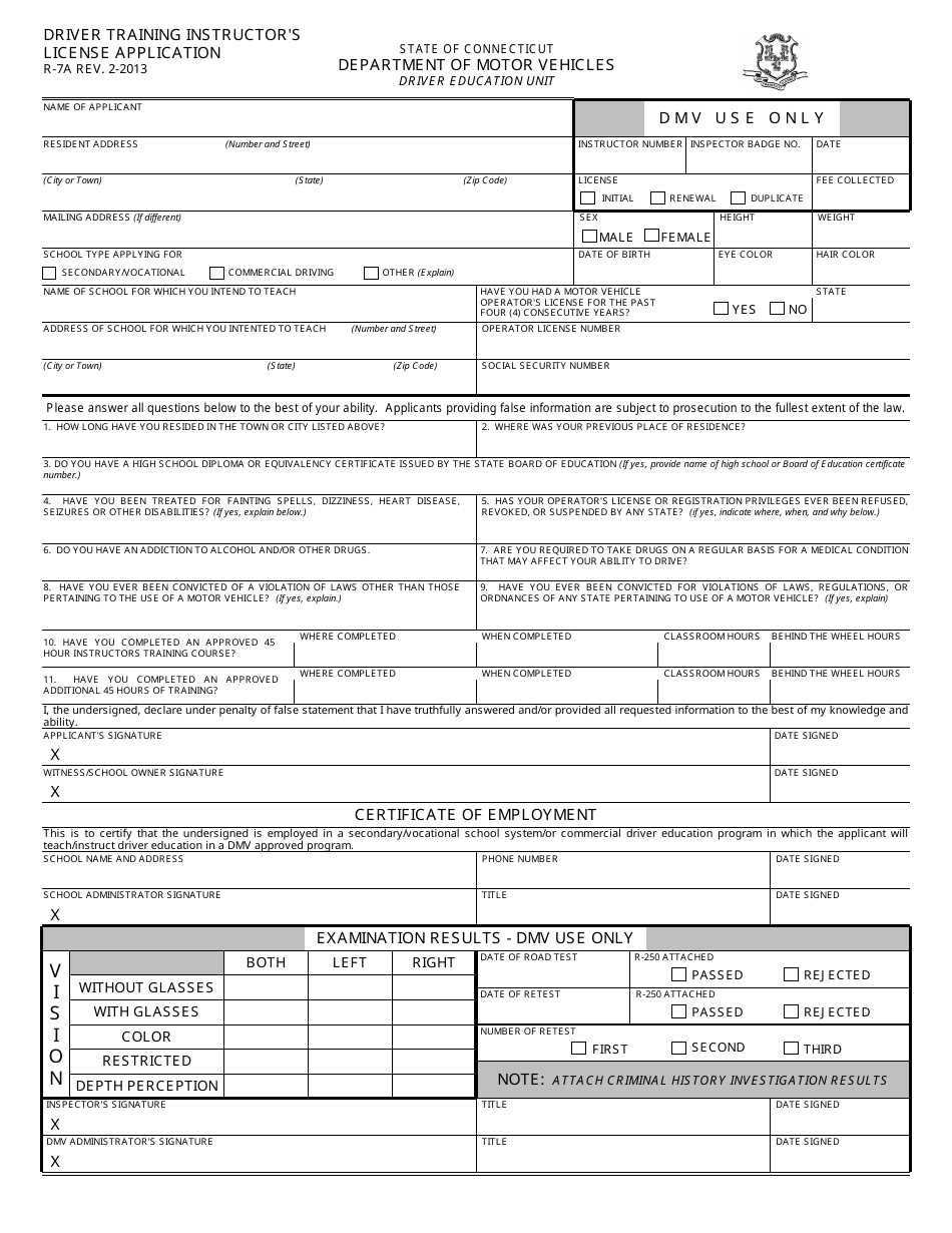 Form R-7A - Fill Out, Sign Online and Download Fillable PDF, Connecticut | Templateroller