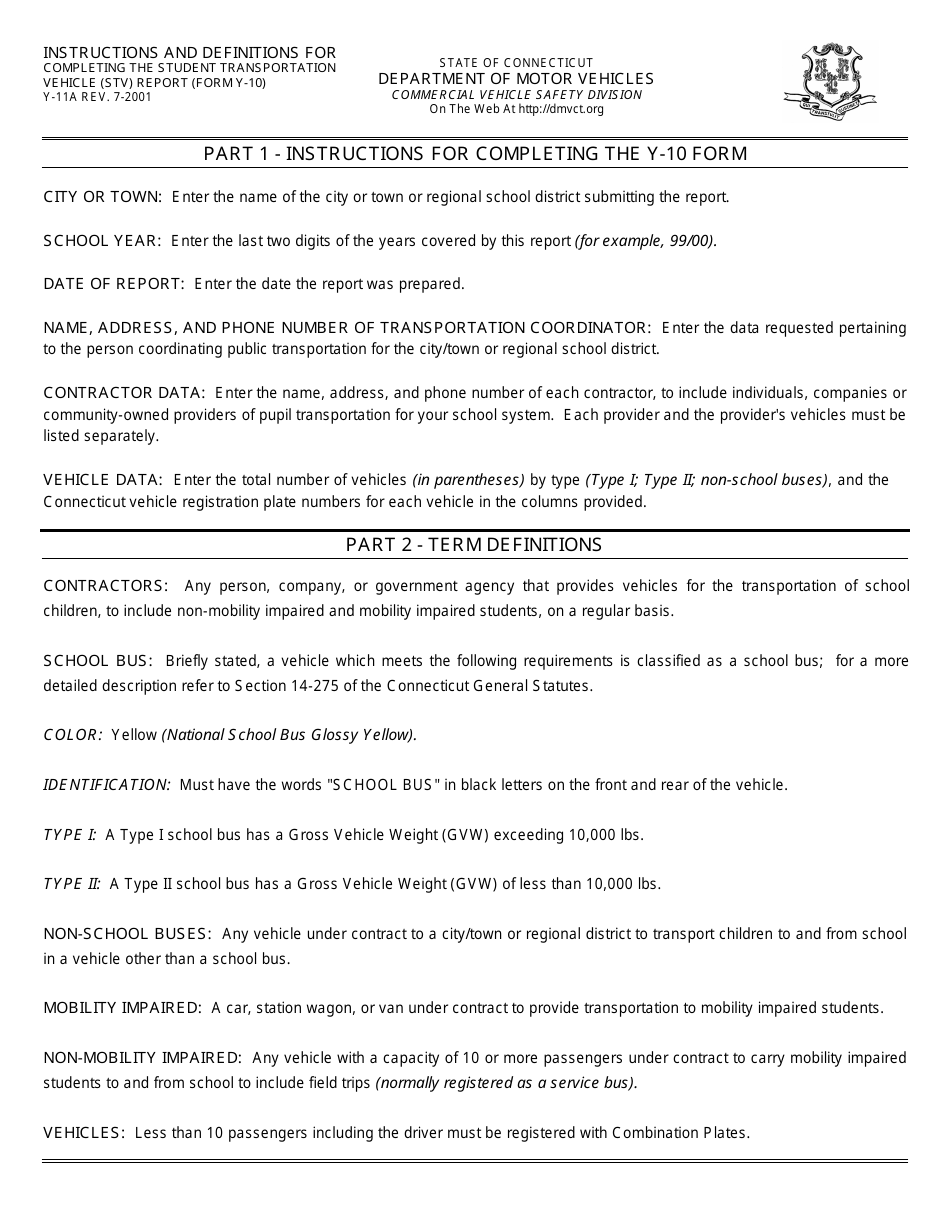 Download Instructions for Form Y-10 Student Transportation Vehicle ...