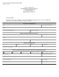 Form AE-81 Download Fillable PDF or Fill Online Out-of-State Vin ...