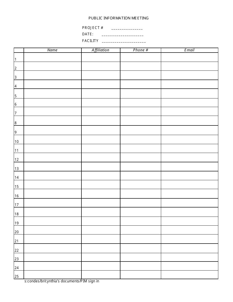 Connecticut Public Meeting Sign-In Sheet - Local Bridge Program - Fill Out, Sign Online and ...