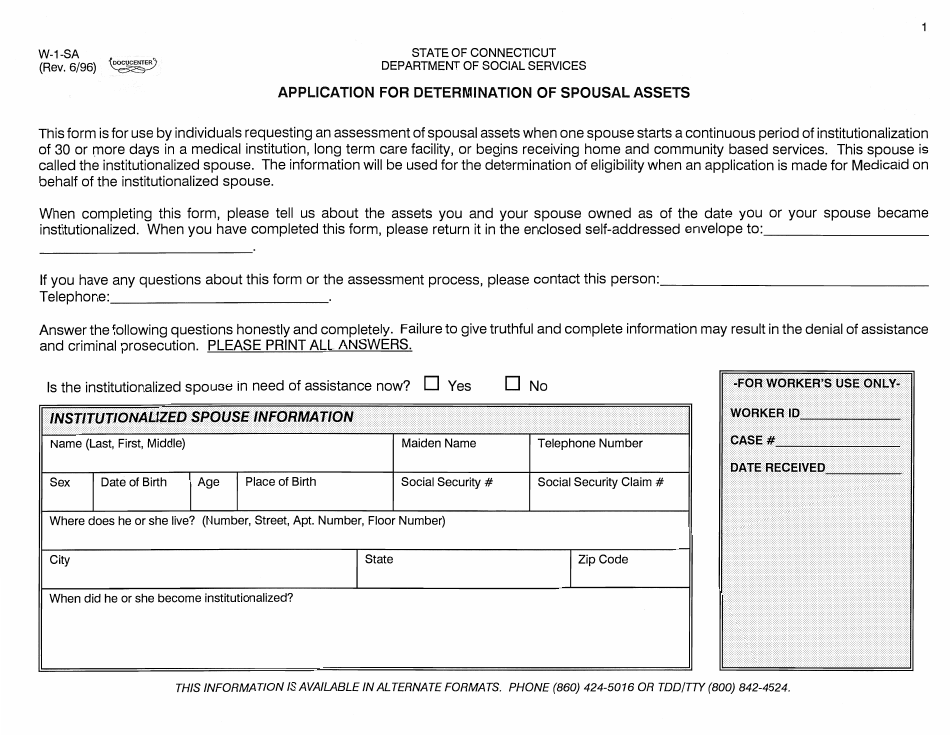 Form W-1-SA - Fill Out, Sign Online and Download Printable PDF ...