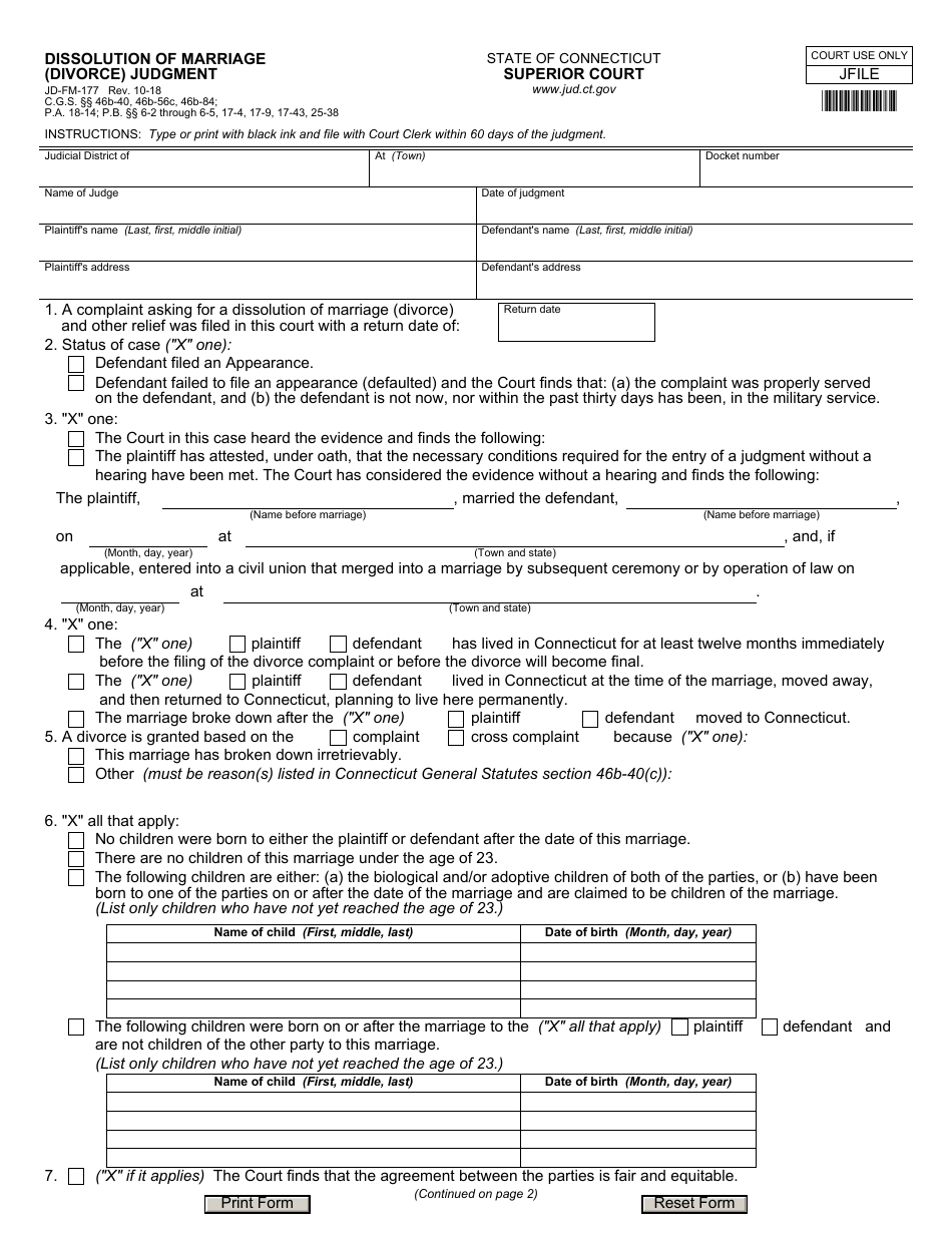 Form JD-FM-177 - Fill Out, Sign Online and Download Fillable PDF ...