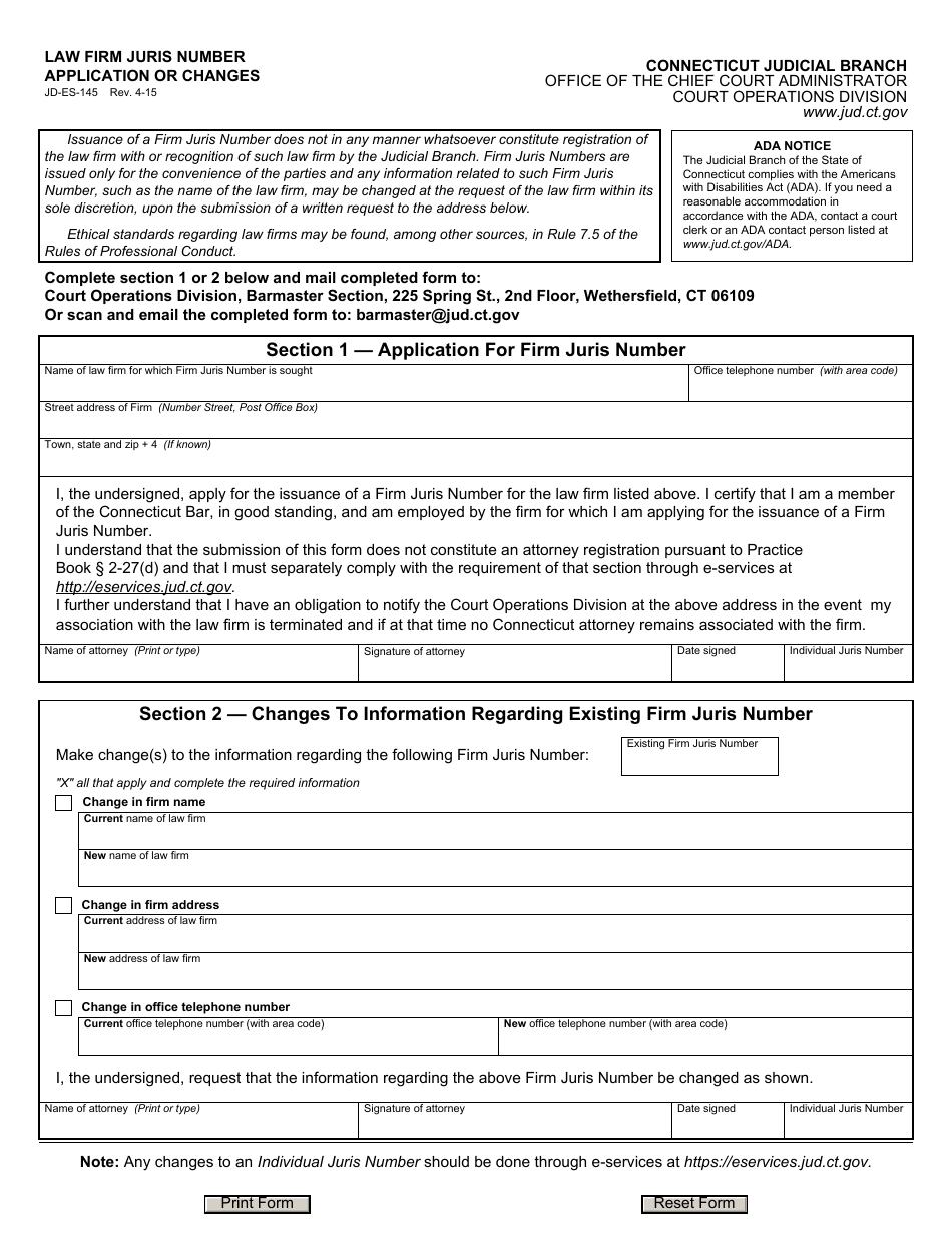 Form JD-ES-145 - Fill Out, Sign Online and Download Fillable PDF ...