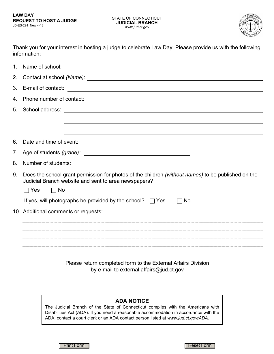 Form JD-ES-291 - Fill Out, Sign Online and Download Fillable PDF ...