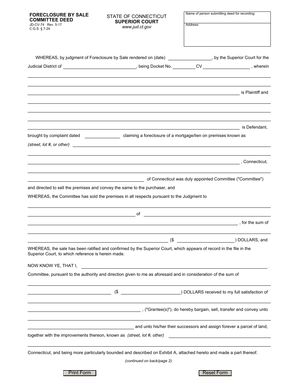 Form JD-CV-74 - Fill Out, Sign Online and Download Fillable PDF ...