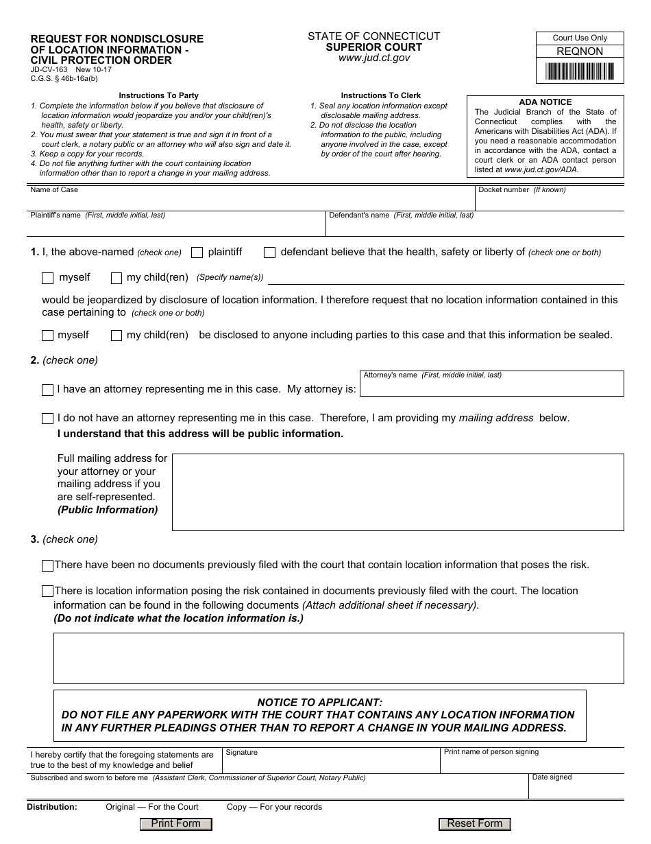 Form JD-CV-163 - Fill Out, Sign Online and Download Fillable PDF ...