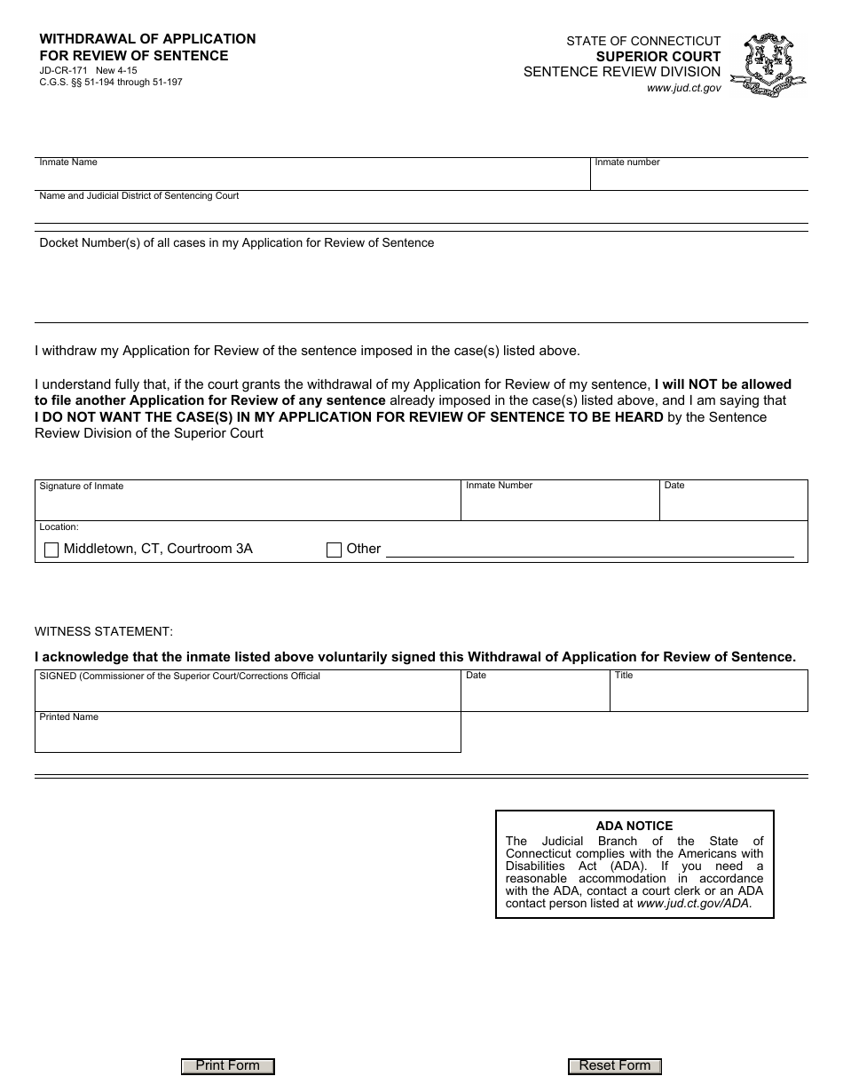 Form JD-CR-171 - Fill Out, Sign Online and Download Fillable PDF ...