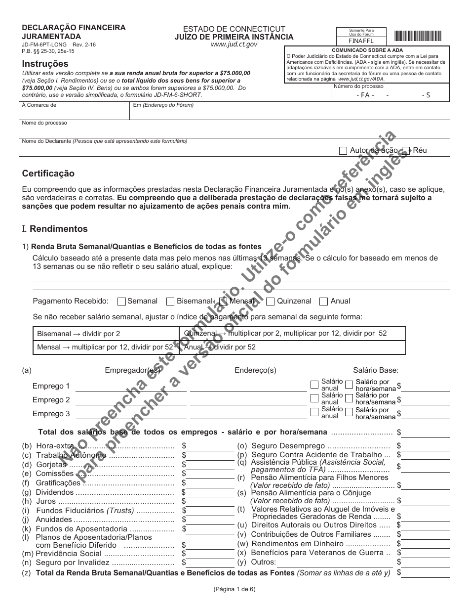 Form JD-FM-6PT-LONG - Fill Out, Sign Online and Download Printable PDF ...