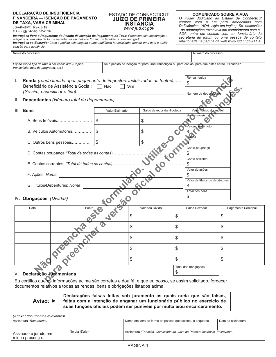 Form JD-AP-48PT - Fill Out, Sign Online and Download Printable PDF ...