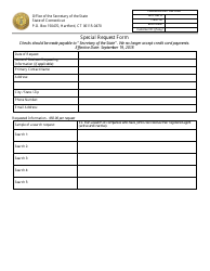 Connecticut Special Request Form Download Printable PDF | Templateroller