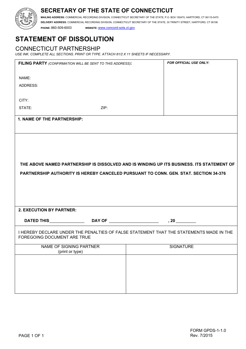Form GPDS-1-1.0 - Fill Out, Sign Online and Download Fillable PDF ...