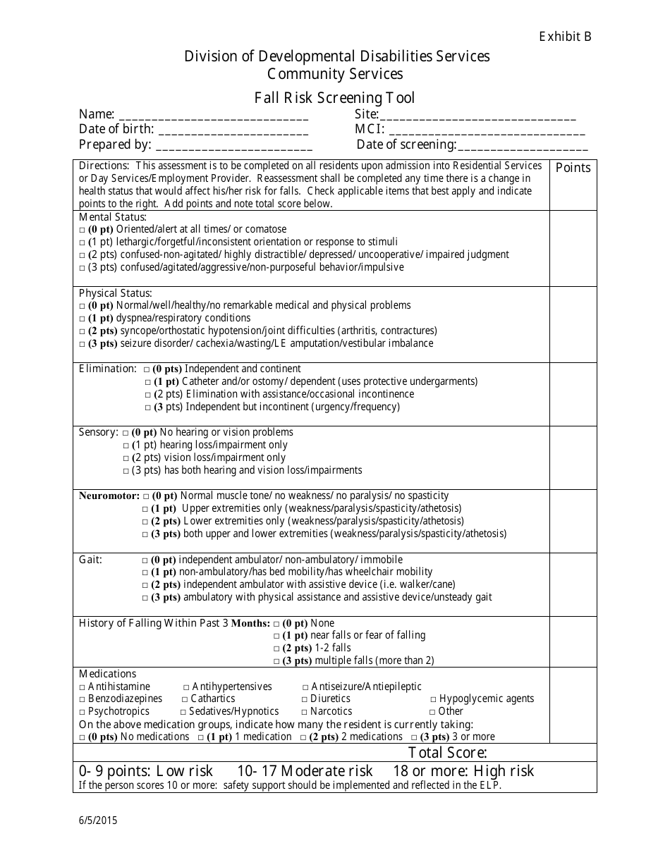 Delaware Fall Risk Screening Tool - Fill Out, Sign Online and Download ...