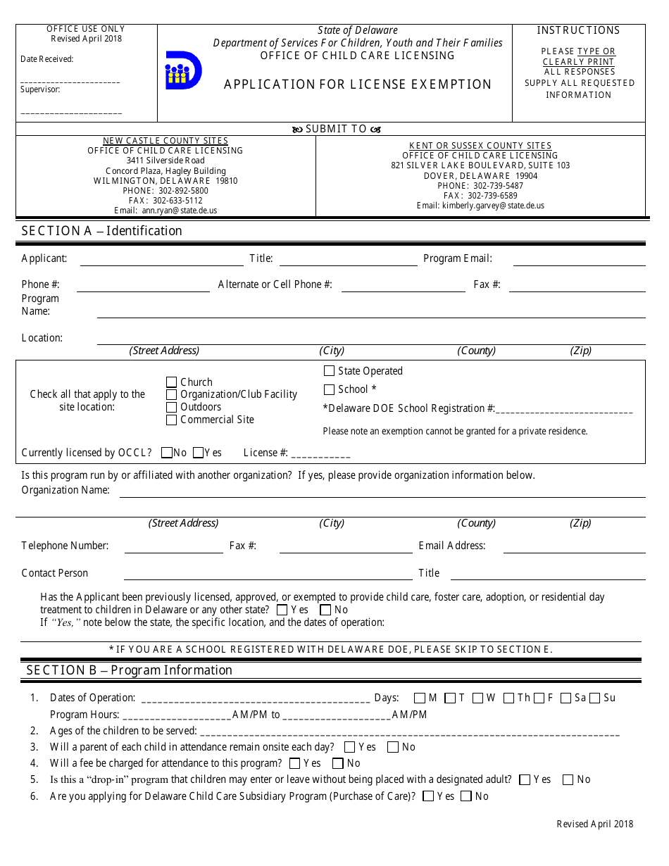 Delaware Application for License Exemption - Fill Out, Sign Online and ...