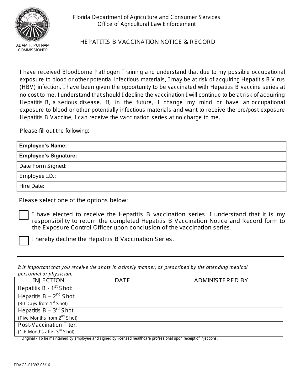 Form FDACS-01392 - Fill Out, Sign Online and Download Printable PDF ...
