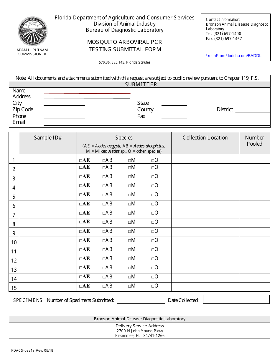 Form FDACS-09213 - Fill Out, Sign Online and Download Fillable PDF ...
