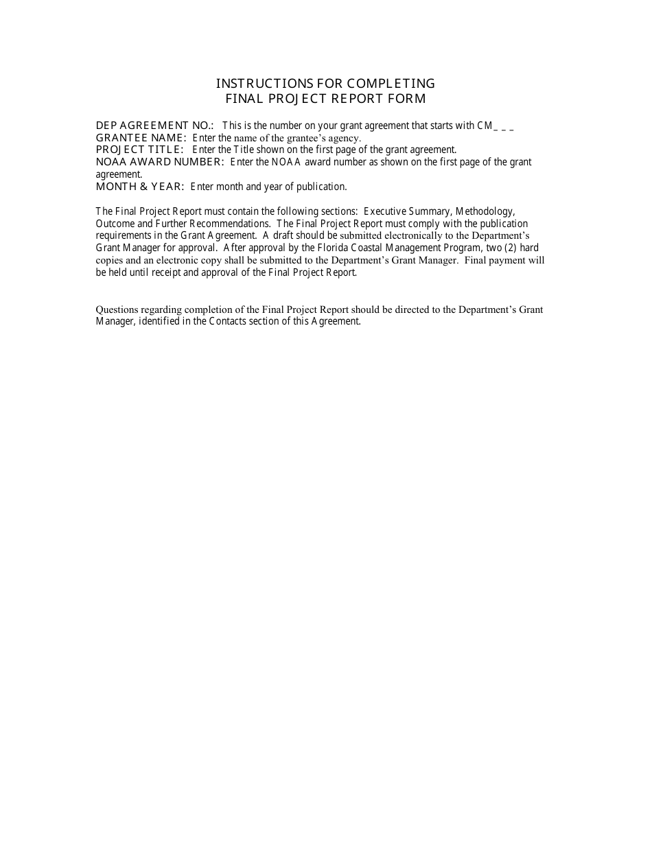 Download Instructions for Final Project Report Form PDF | Templateroller