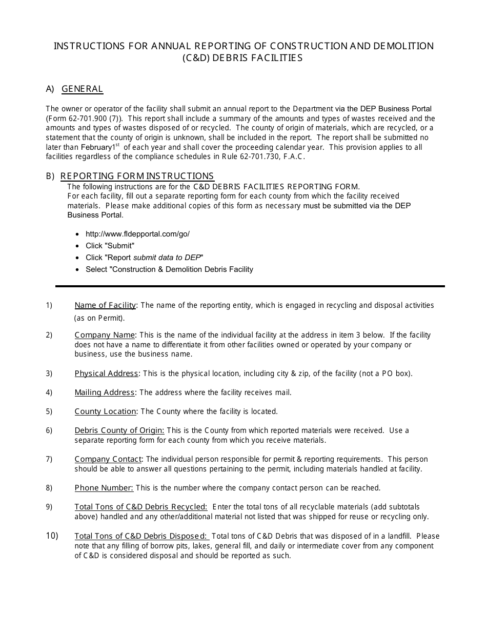 Download Instructions for DEP Form 62-701.900(7) Annual Report for a ...