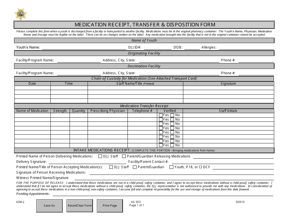 DJJ Form HS053 - Fill Out, Sign Online and Download Fillable PDF ...