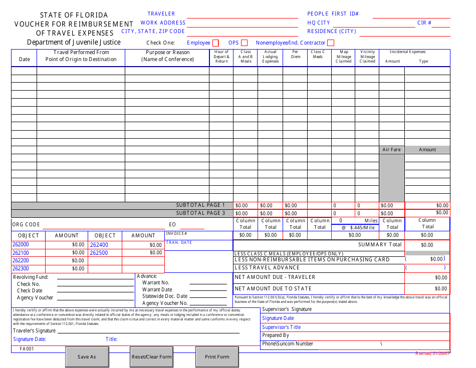 DJJ Form FA001 - Fill Out, Sign Online and Download Fillable PDF ...
